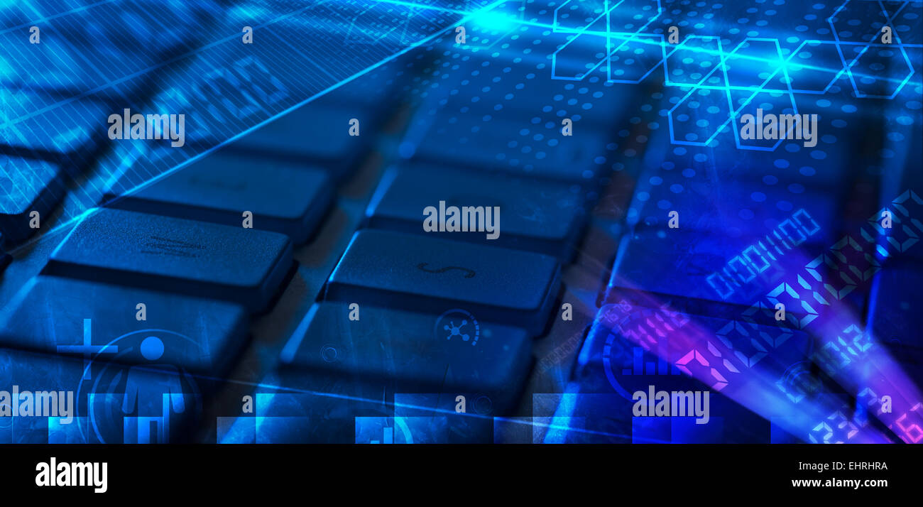 Keyboard with glowing programming codes Stock Photo - Alamy