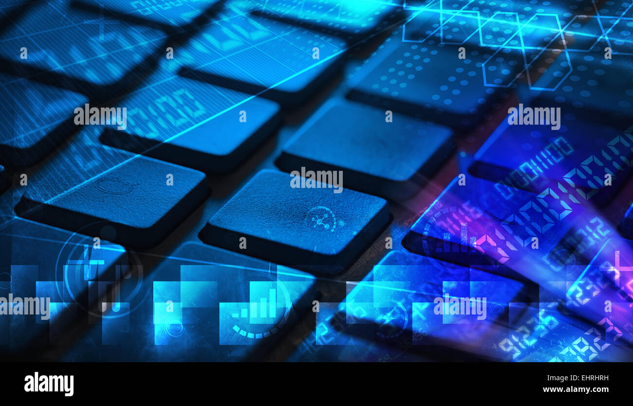 Keyboard with glowing programming codes Stock Photo - Alamy