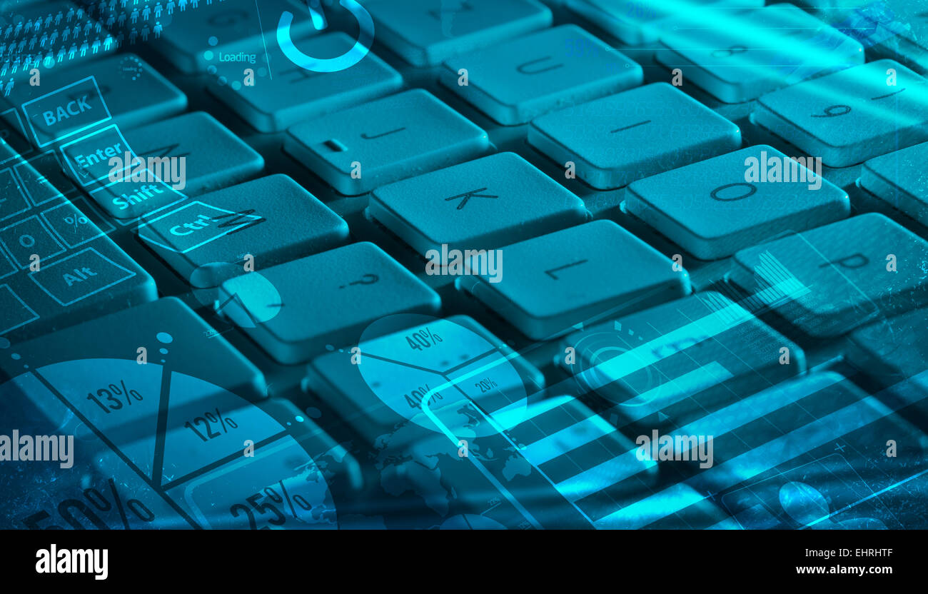 Keyboard with glowing charts Stock Photo - Alamy