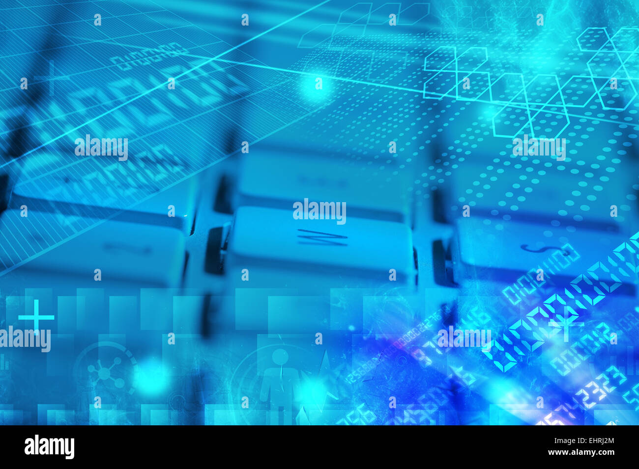 Keyboard with glowing programming codes Stock Photo - Alamy