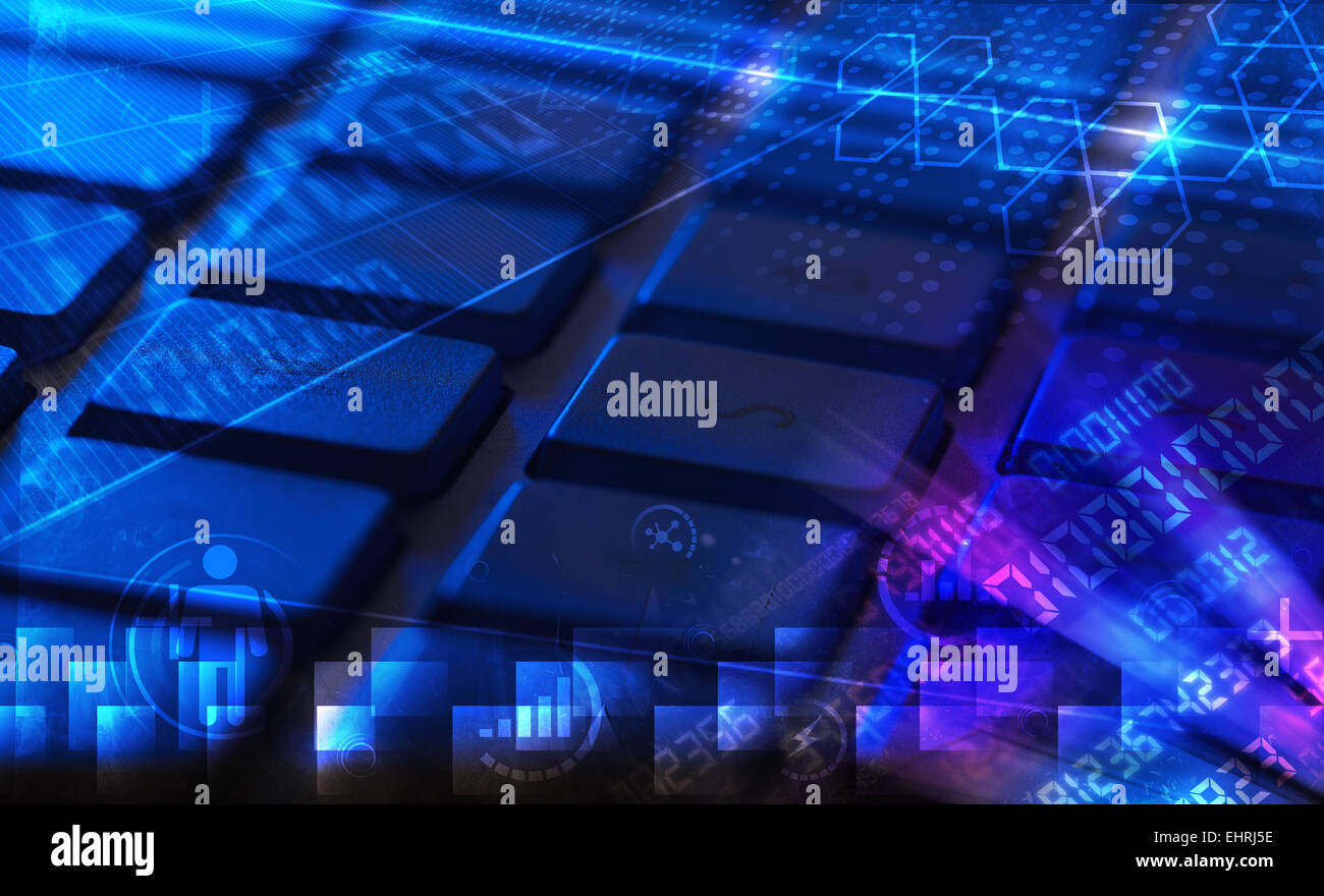 Keyboard with glowing programming codes Stock Photo - Alamy