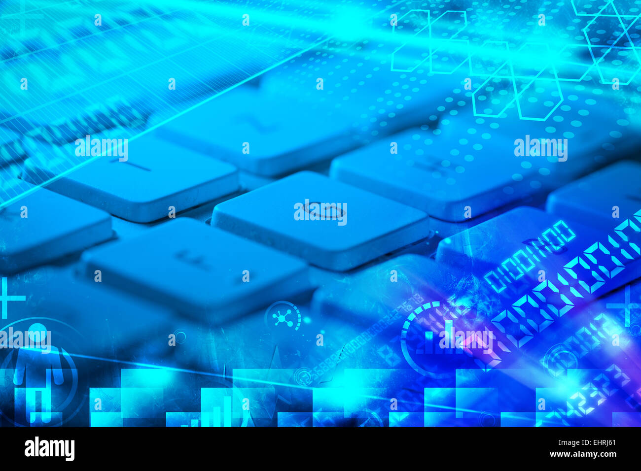 Keyboard with glowing programming codes Stock Photo - Alamy