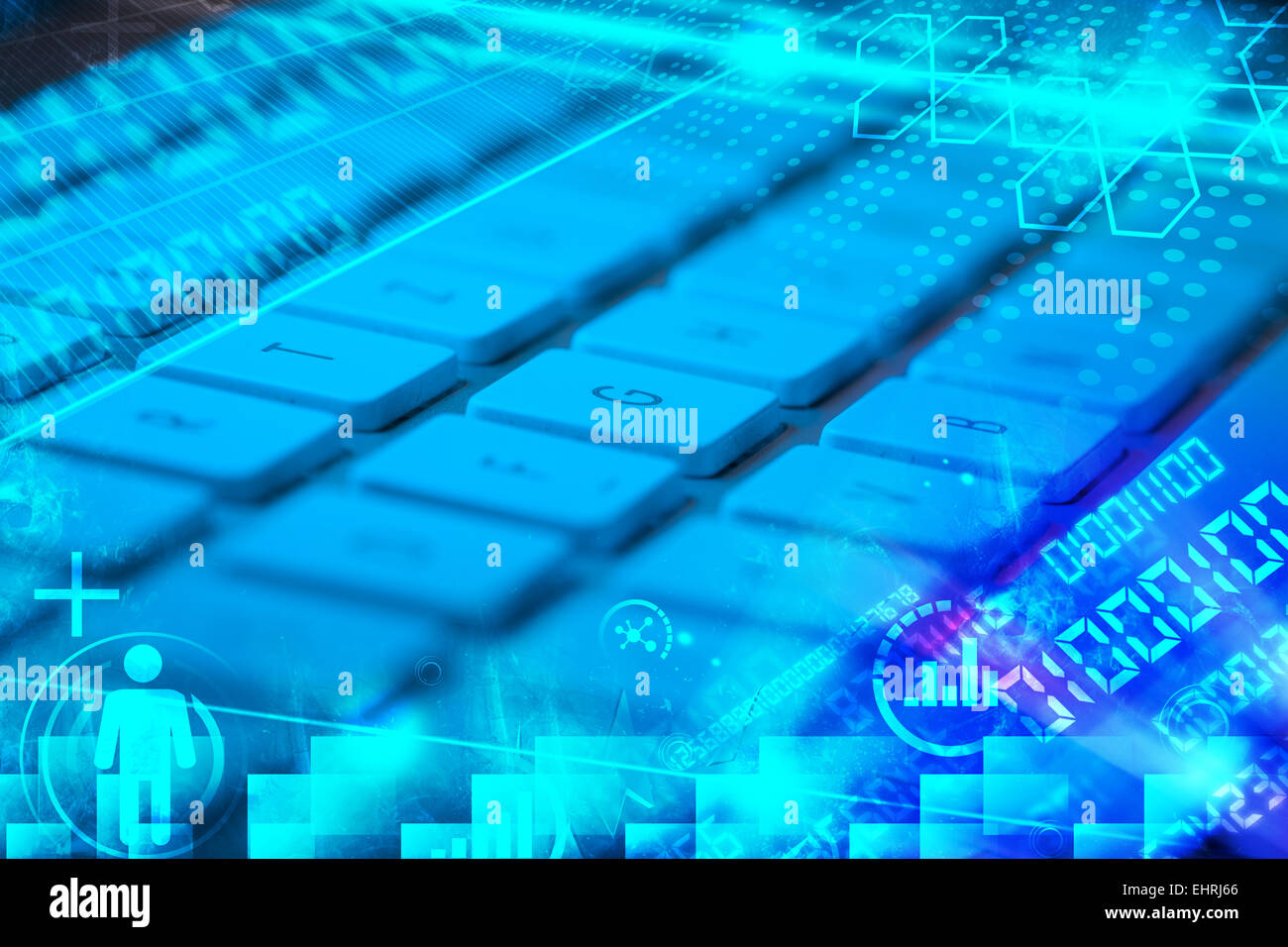 Keyboard with glowing programming codes Stock Photo - Alamy