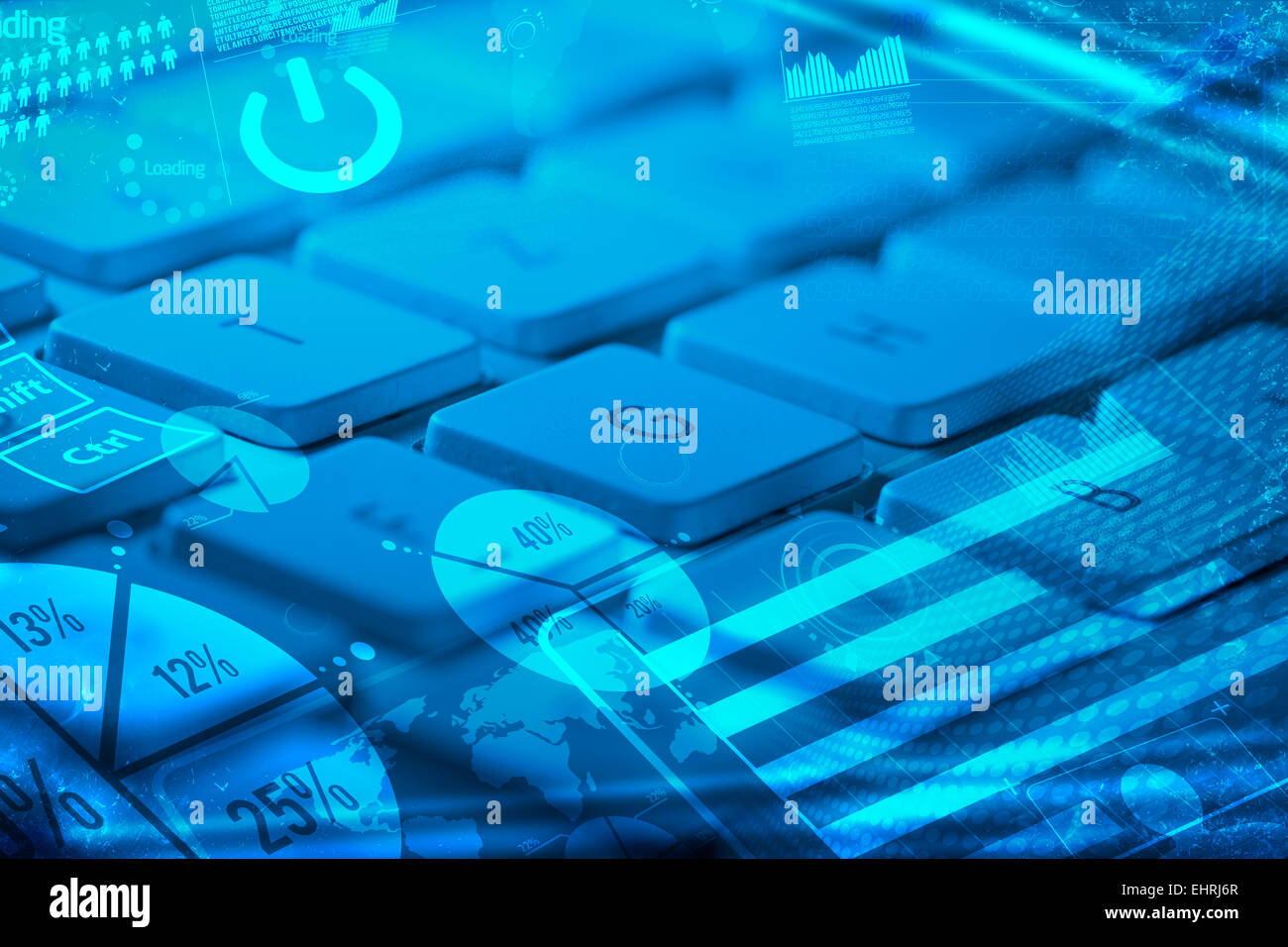 Keyboard with glowing charts Stock Photo - Alamy