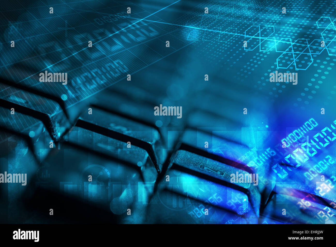 Keyboard with glowing programming codes Stock Photo - Alamy