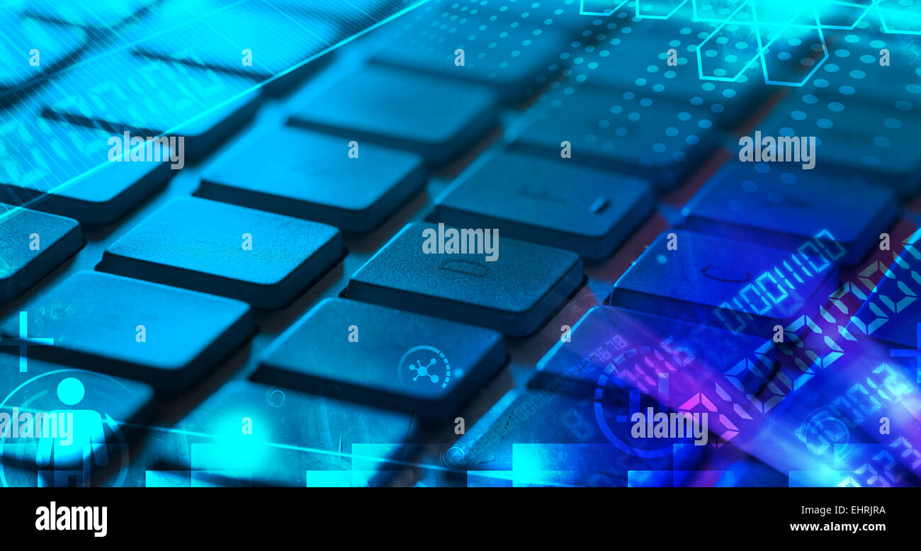 Keyboard with glowing programming codes Stock Photo - Alamy