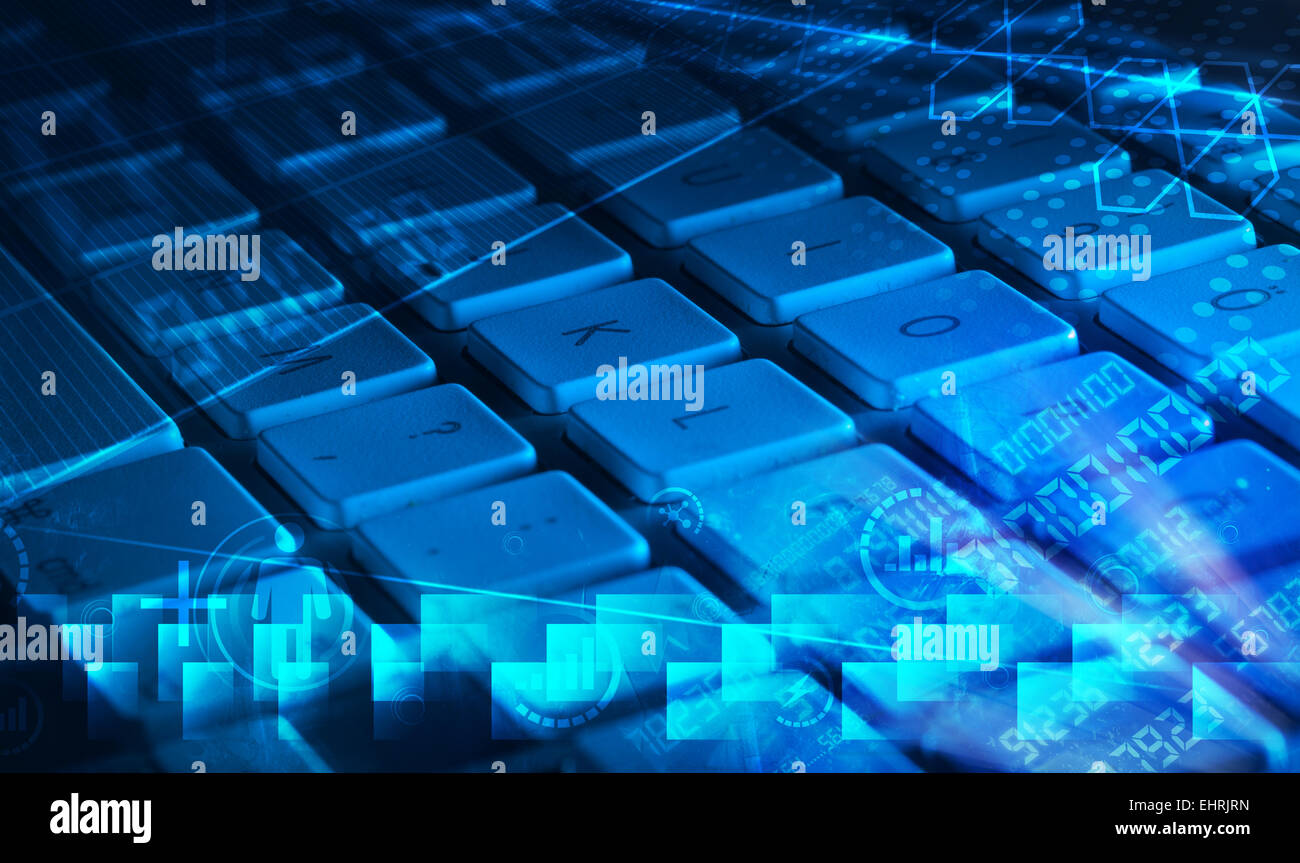 Keyboard with glowing programming codes Stock Photo - Alamy