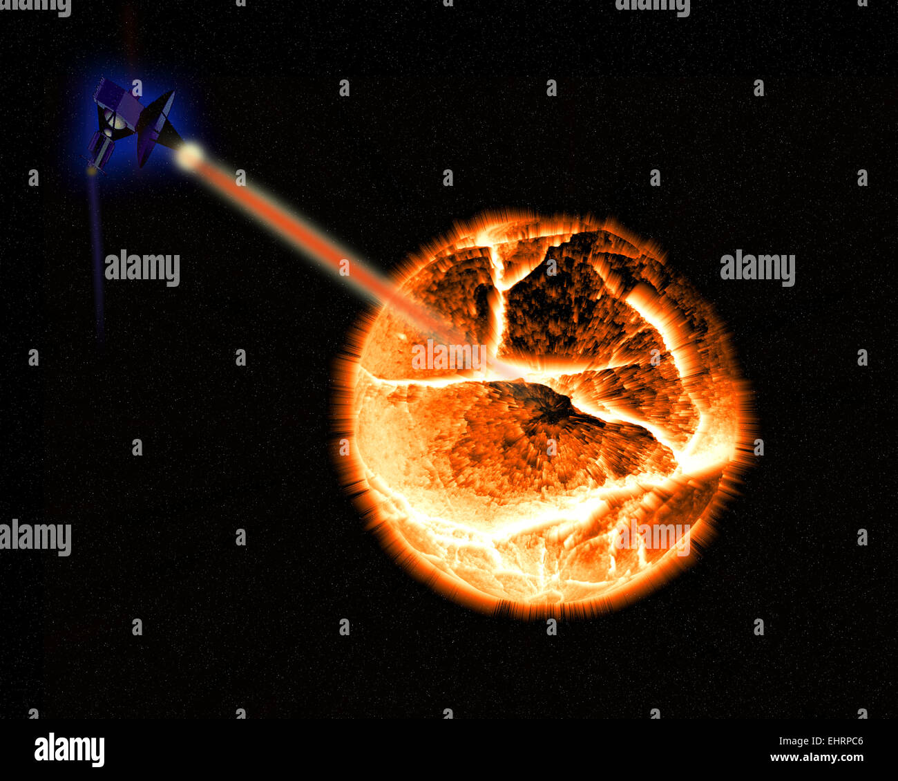 Illustration of a exploding planet Stock Photo - Alamy