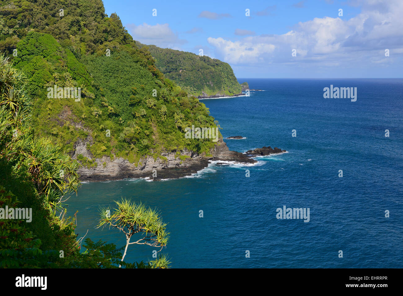 Coastal view from Hana Highway, Hana Coast, Maui, Hawaii, USA Stock ...