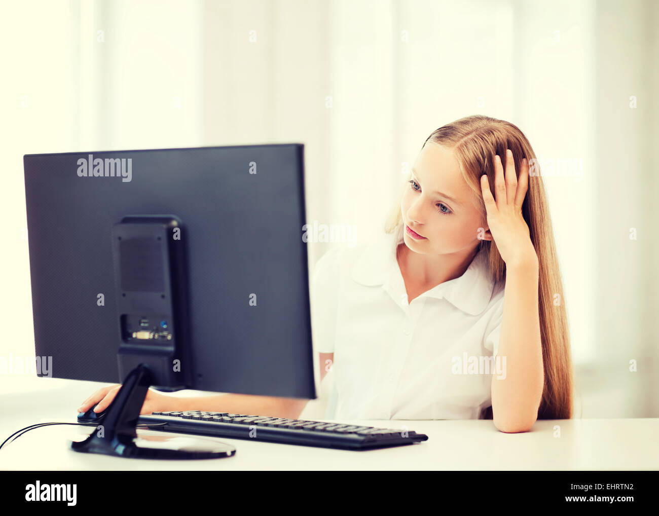 student girl with computer at school Stock Photo - Alamy