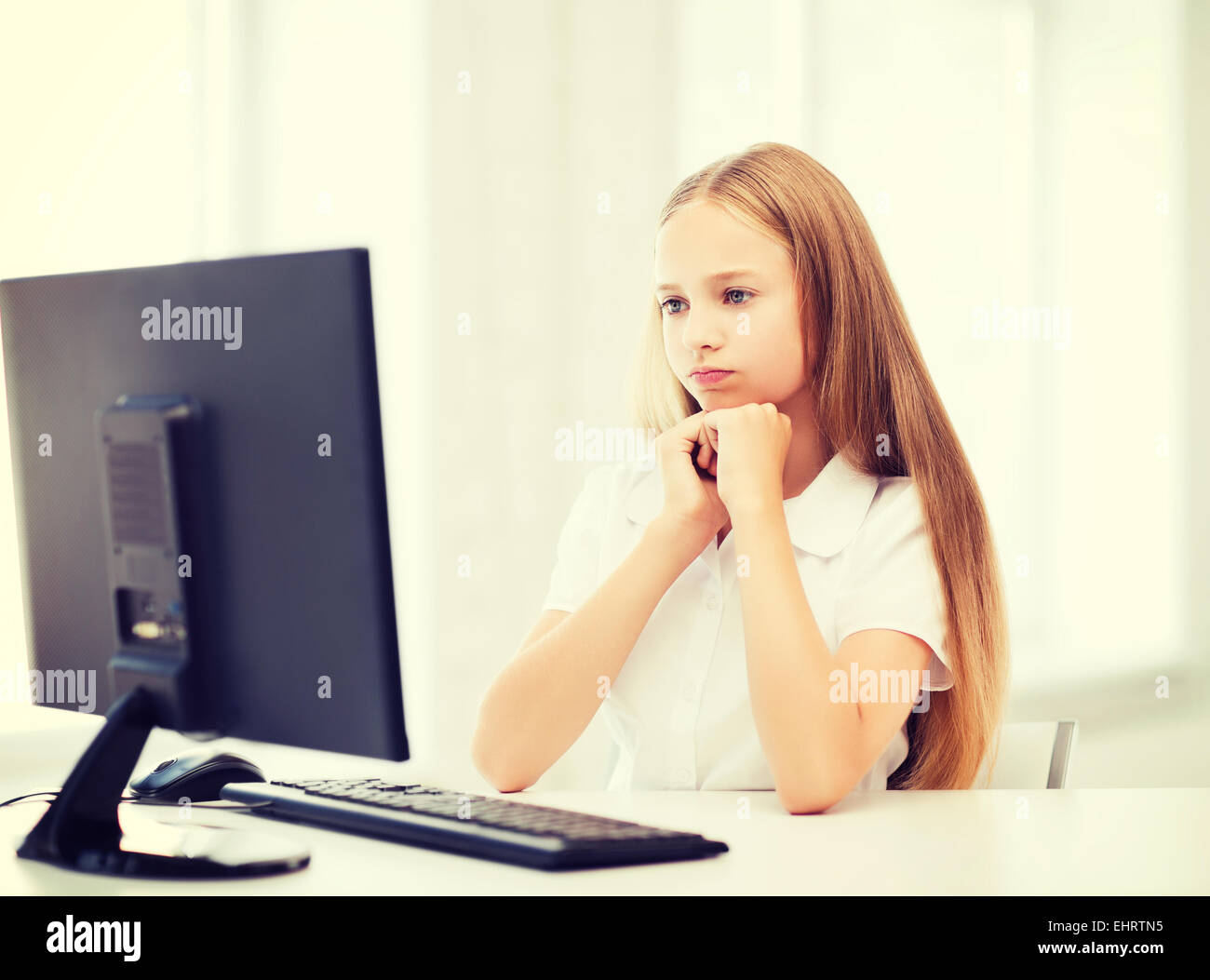 student girl with computer at school Stock Photo - Alamy