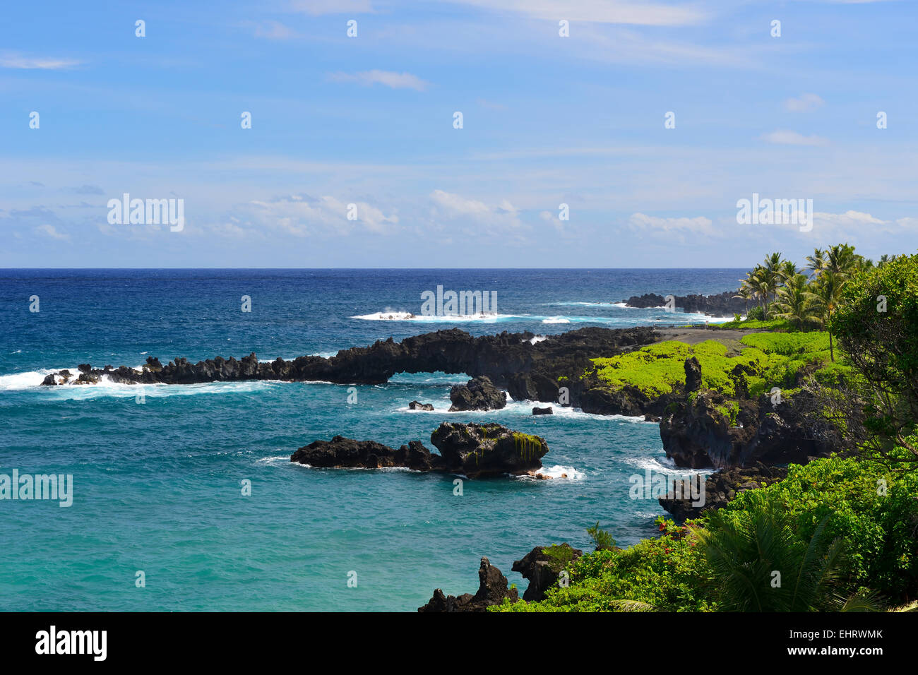 Lava sea bridge and blow hole in Wai'anapanapa State Park, Hana Coast ...