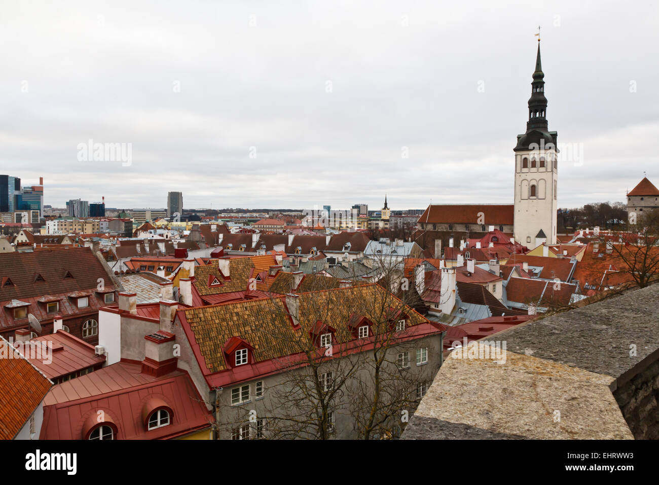 Panoramic View on Old Town of Tallinn from Above, Estonia Stock Photo ...