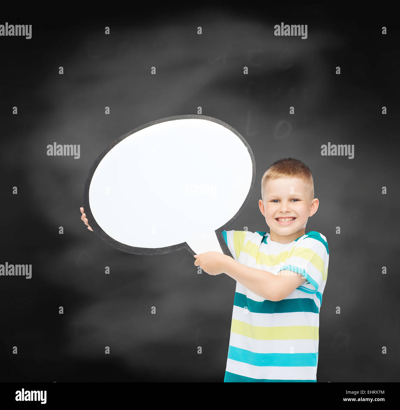 smiling little boy with blank text bubble Stock Photo - Alamy