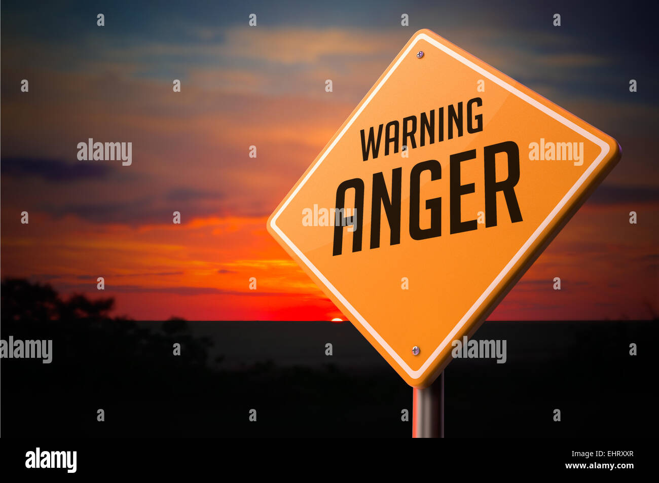 Anger on Warning Road Sign Stock Photo - Alamy