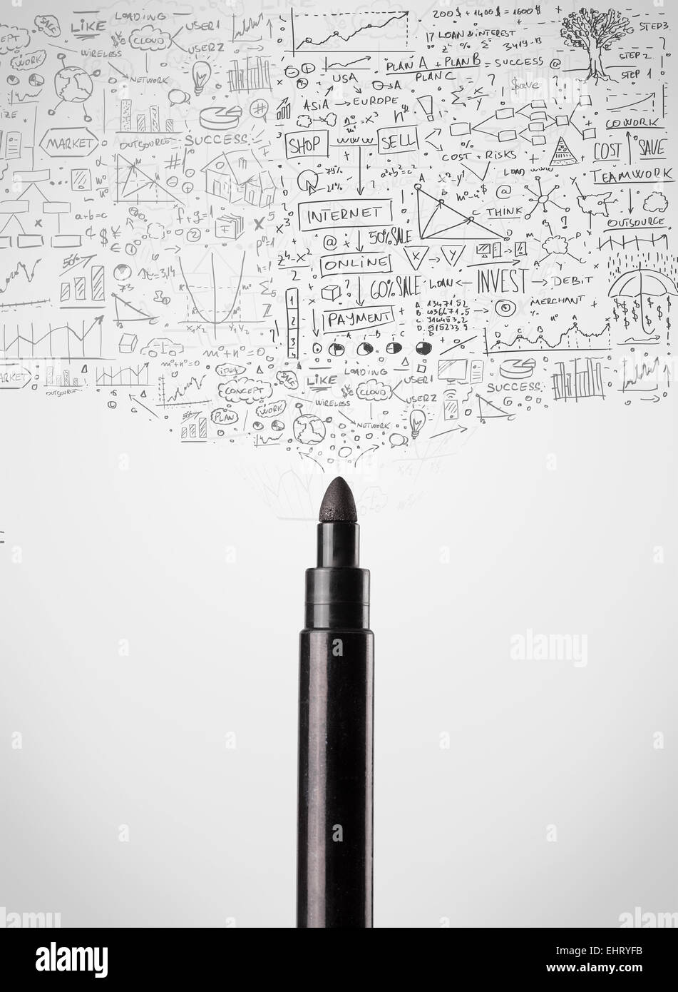 Felt pen close-up with diagrams Stock Photo - Alamy