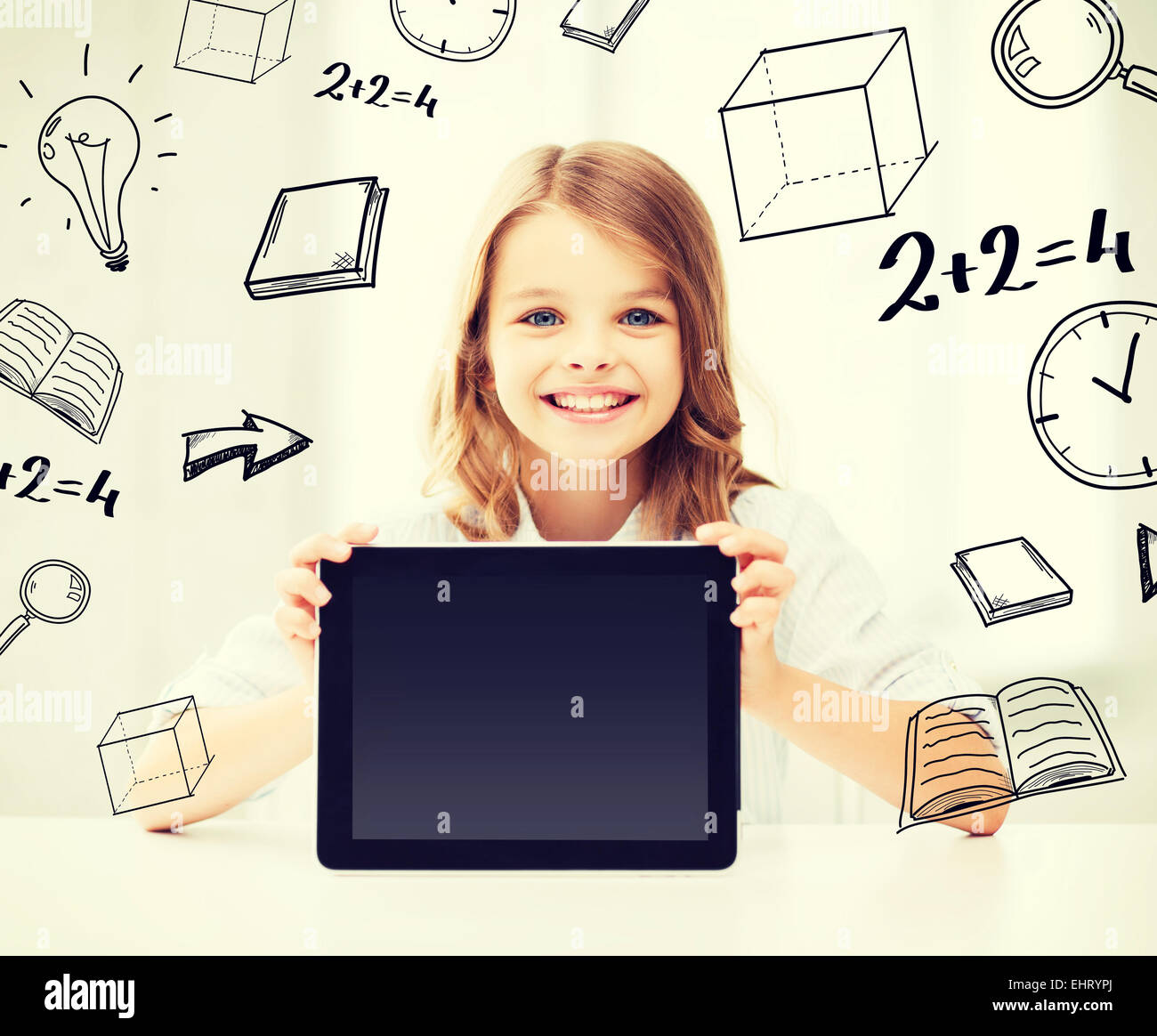 girl with tablet pc at school Stock Photo - Alamy