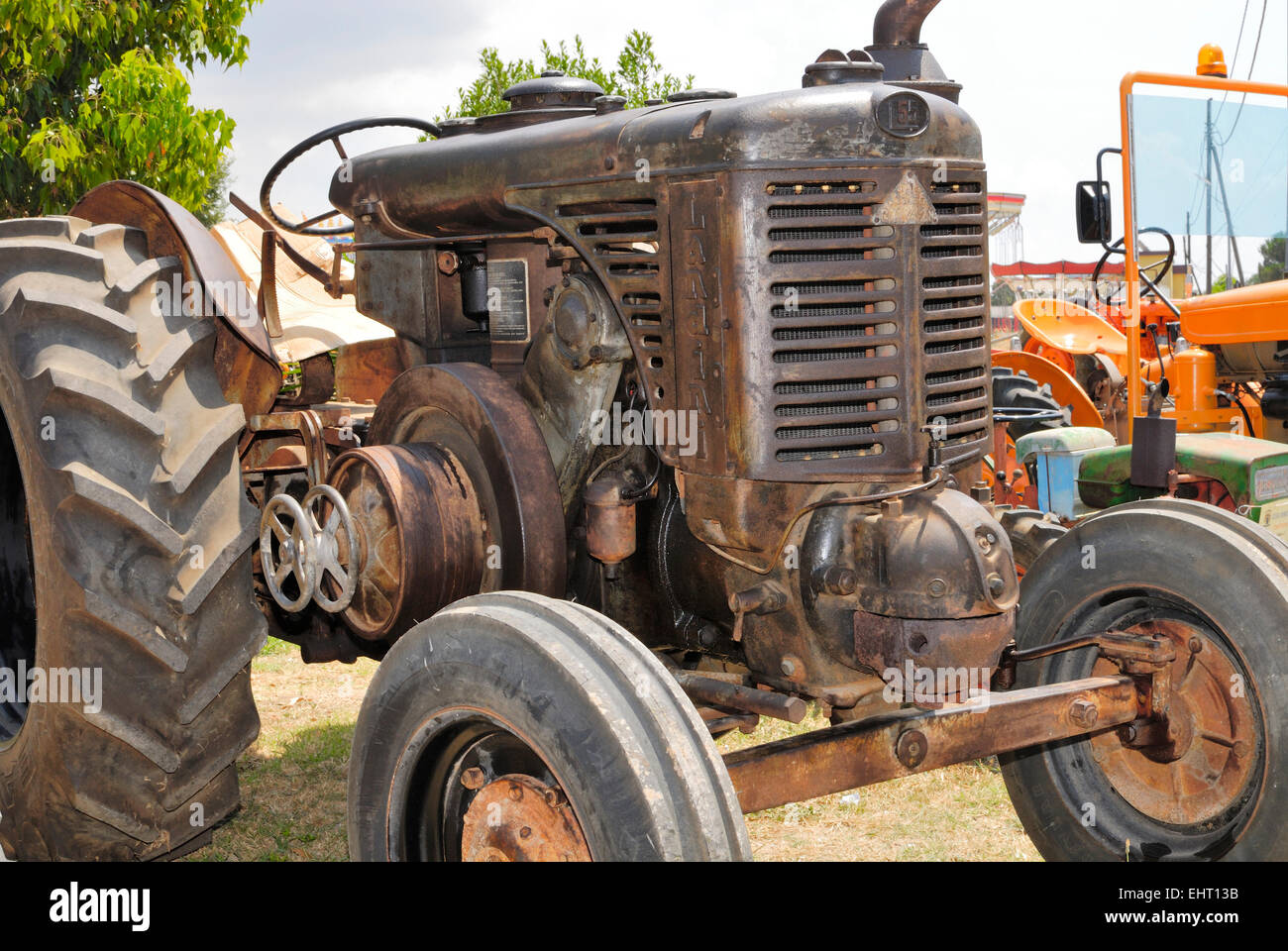 Agricultural exhibition of old tractors of the 50s and 60s. Agro ...