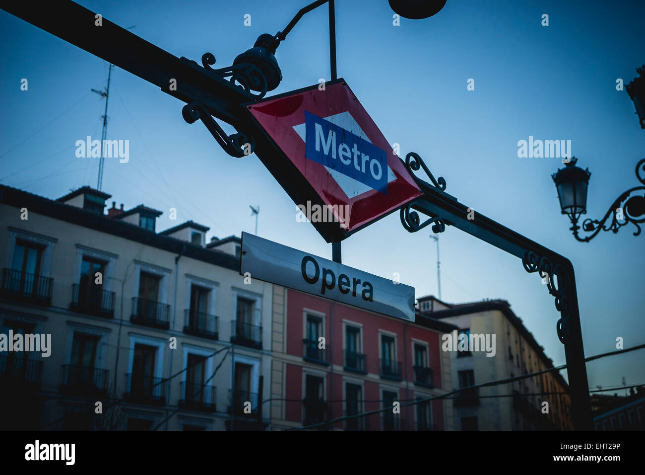 Opera Metro station, oldest street in the capital of Spain, the city of ...