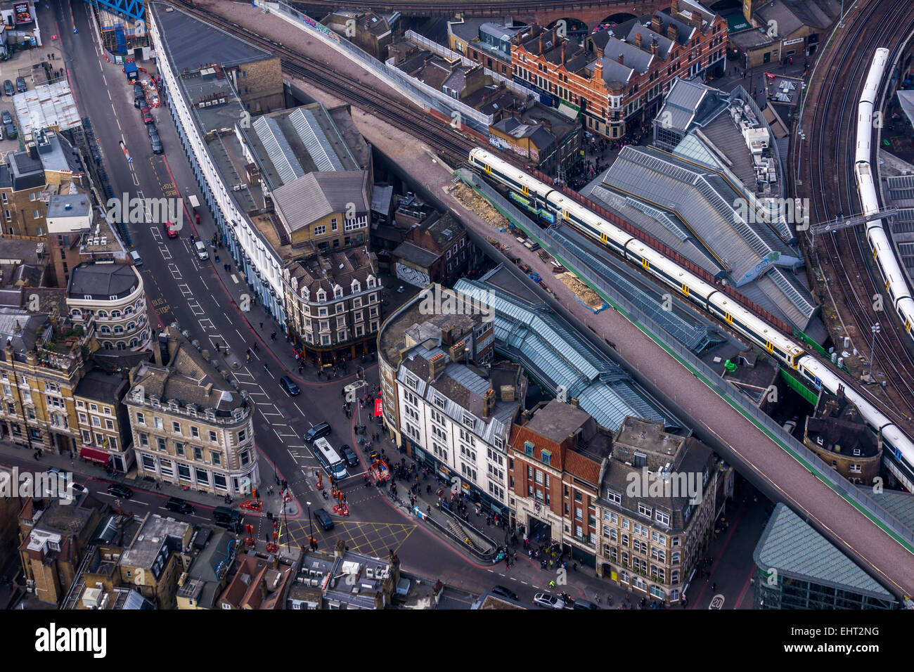 Southwark Street under the shadow of the Shard on the south bank of the ...