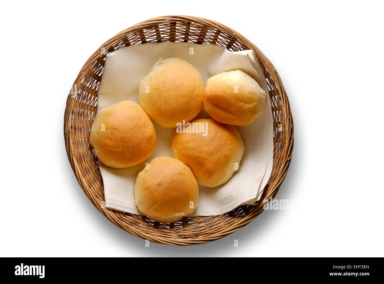 Bread rolls in basket with clipping path Stock Photo - Alamy