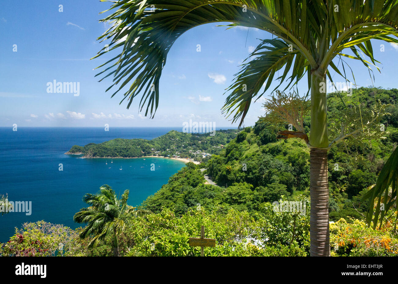 View overlooking Parlatuvier Bay on island of Tobago Stock Photo - Alamy