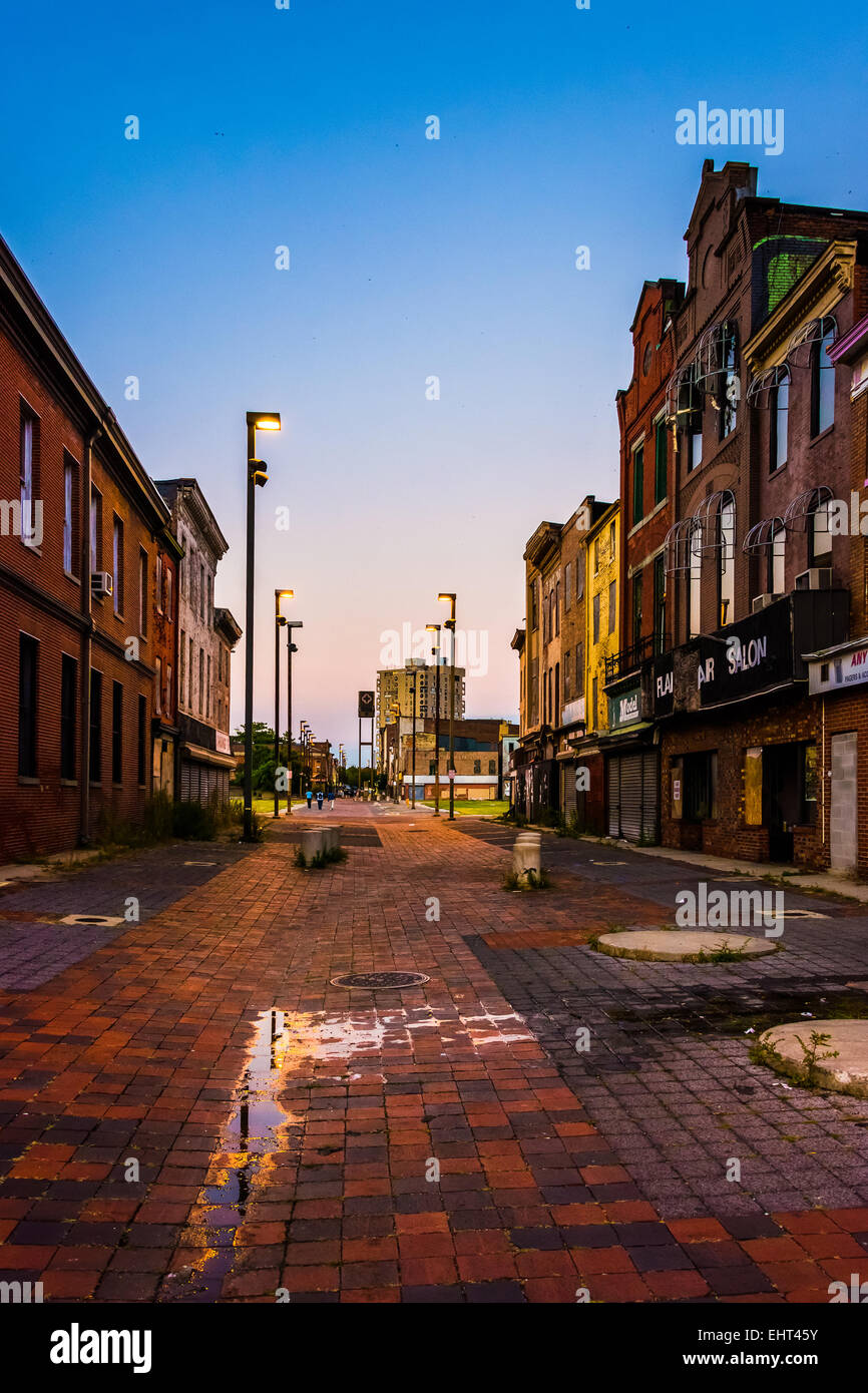 Abandoned shops at Old Town Mall, in Baltimore, Maryland Stock Photo ...