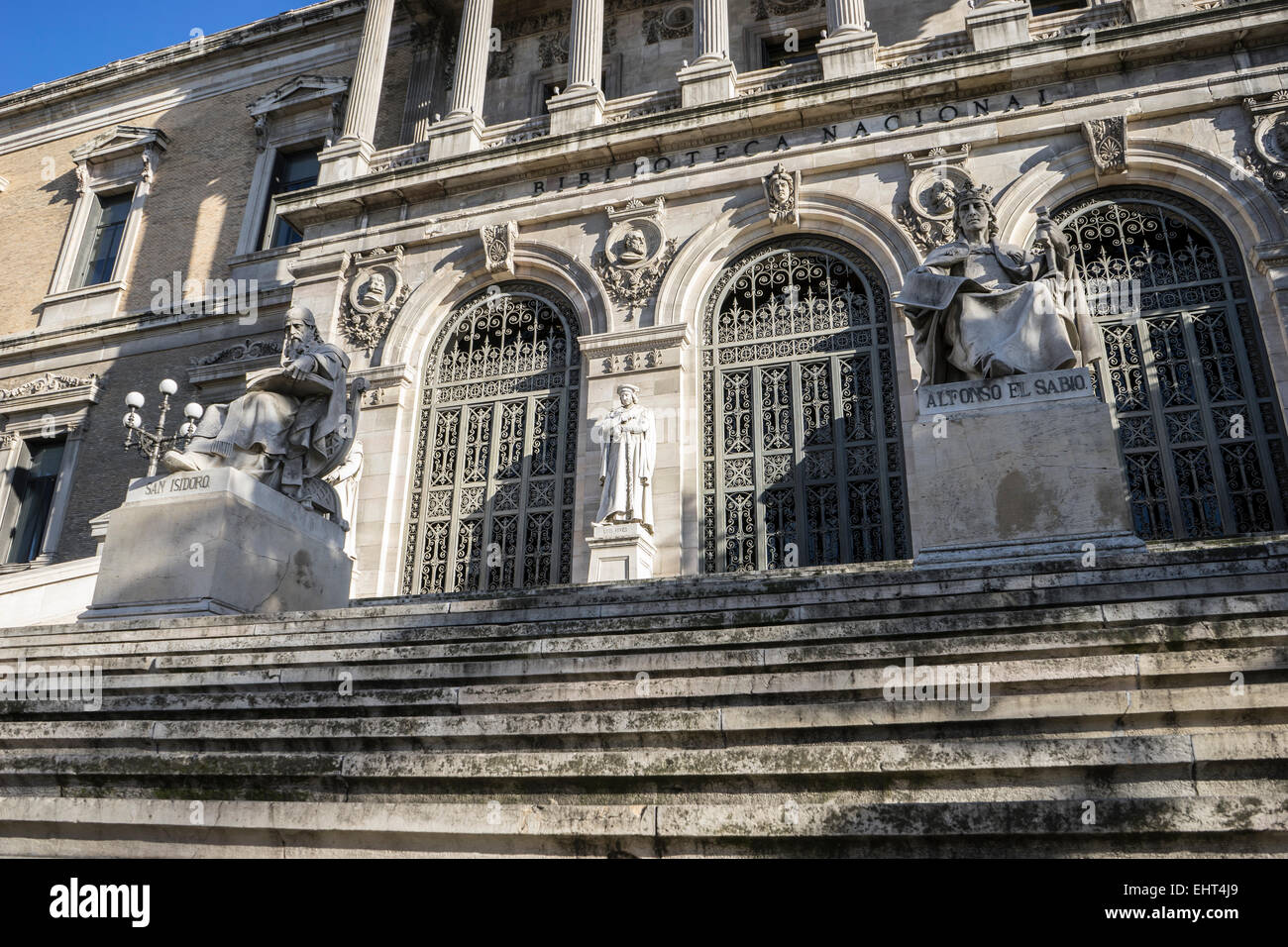Main entrance, National Library of Madrid, Spain. architecture and art ...