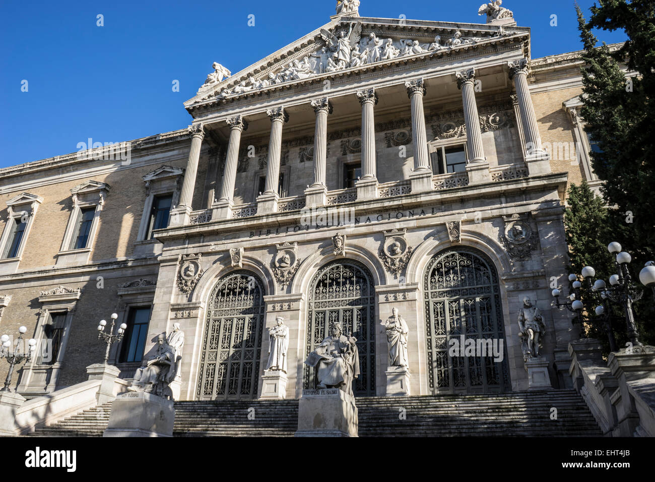 National Library of Madrid, Spain. architecture and art Stock Photo - Alamy