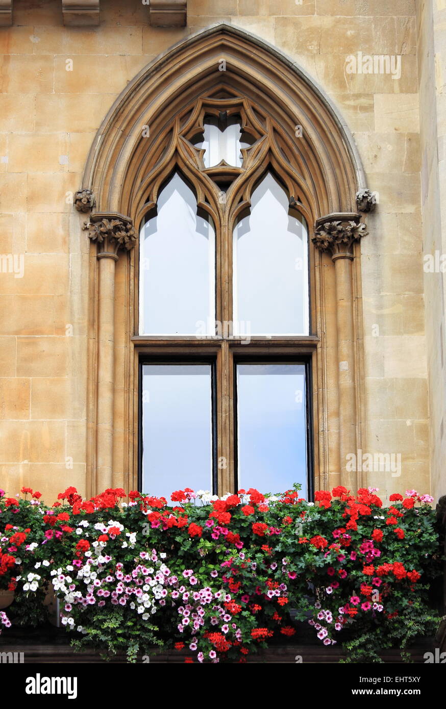 Gothic window with decorations and flowers Stock Photo - Alamy