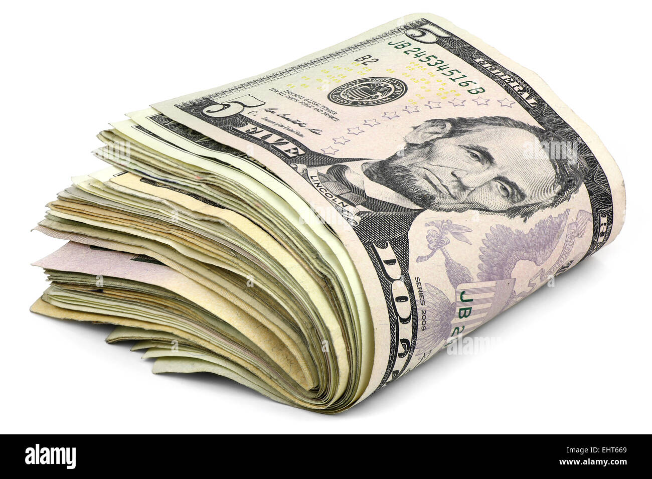 Pile of dollars banknotes isolated on a white background Stock Photo ...