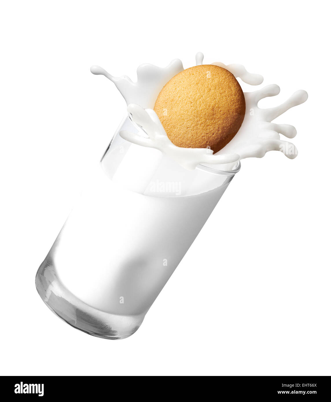 Vanilla Cookie Splashing Into glass of Milk Stock Photo - Alamy