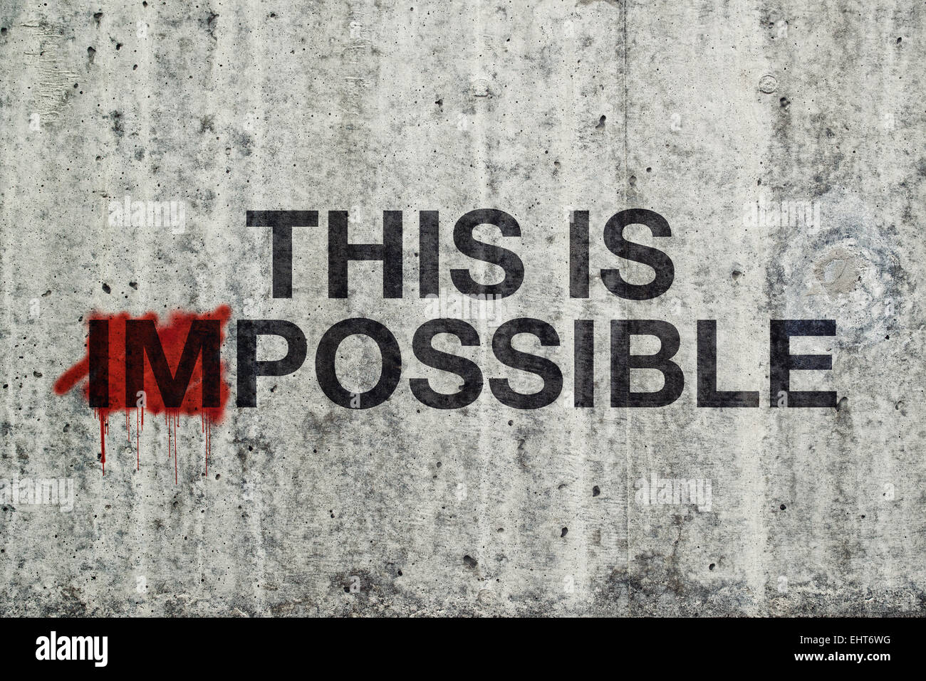 This is Impossible Concept with Graffiti on Gray Cement Street Wall ...