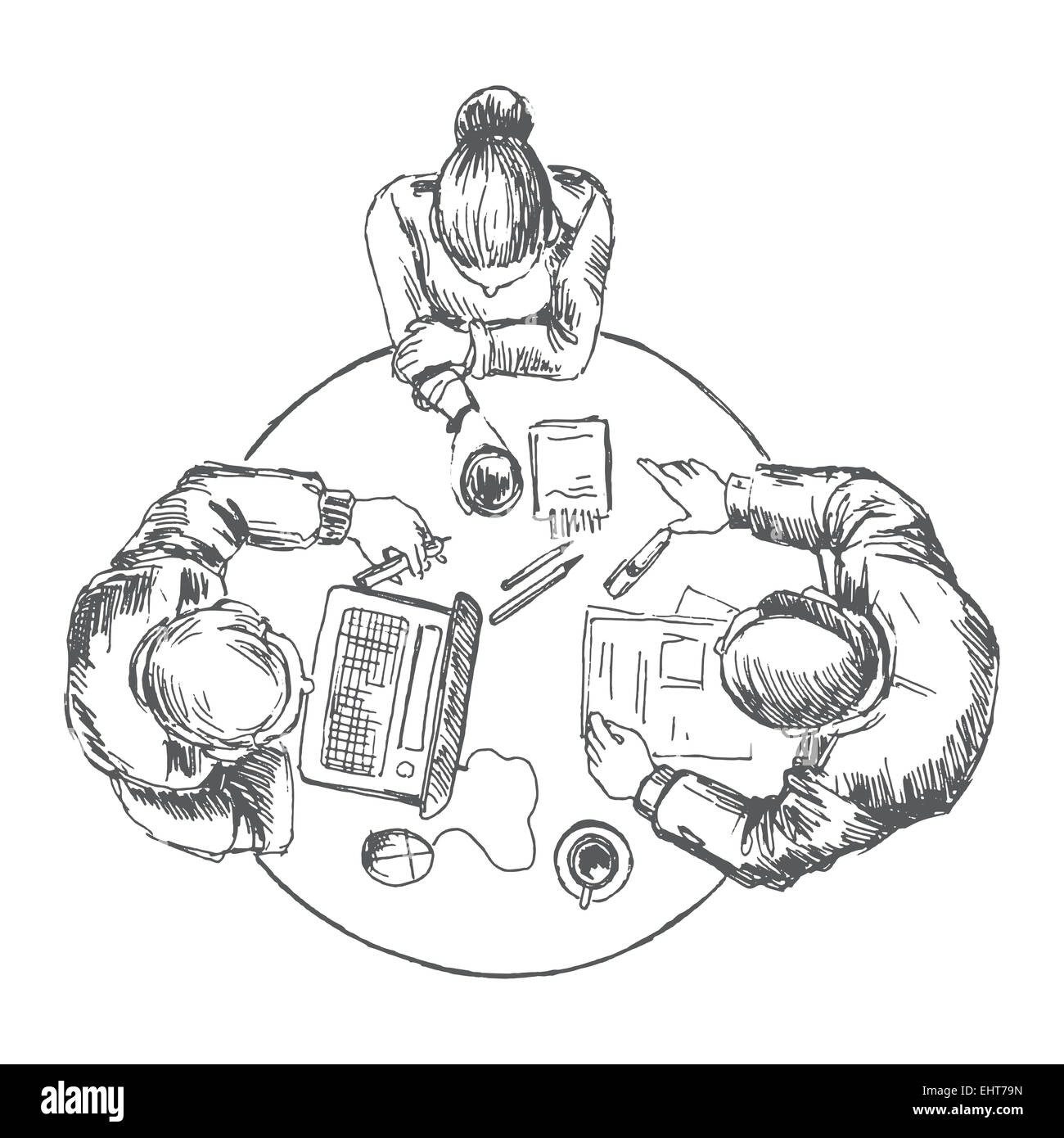 Group conference table team vector work office hi-res stock photography ...