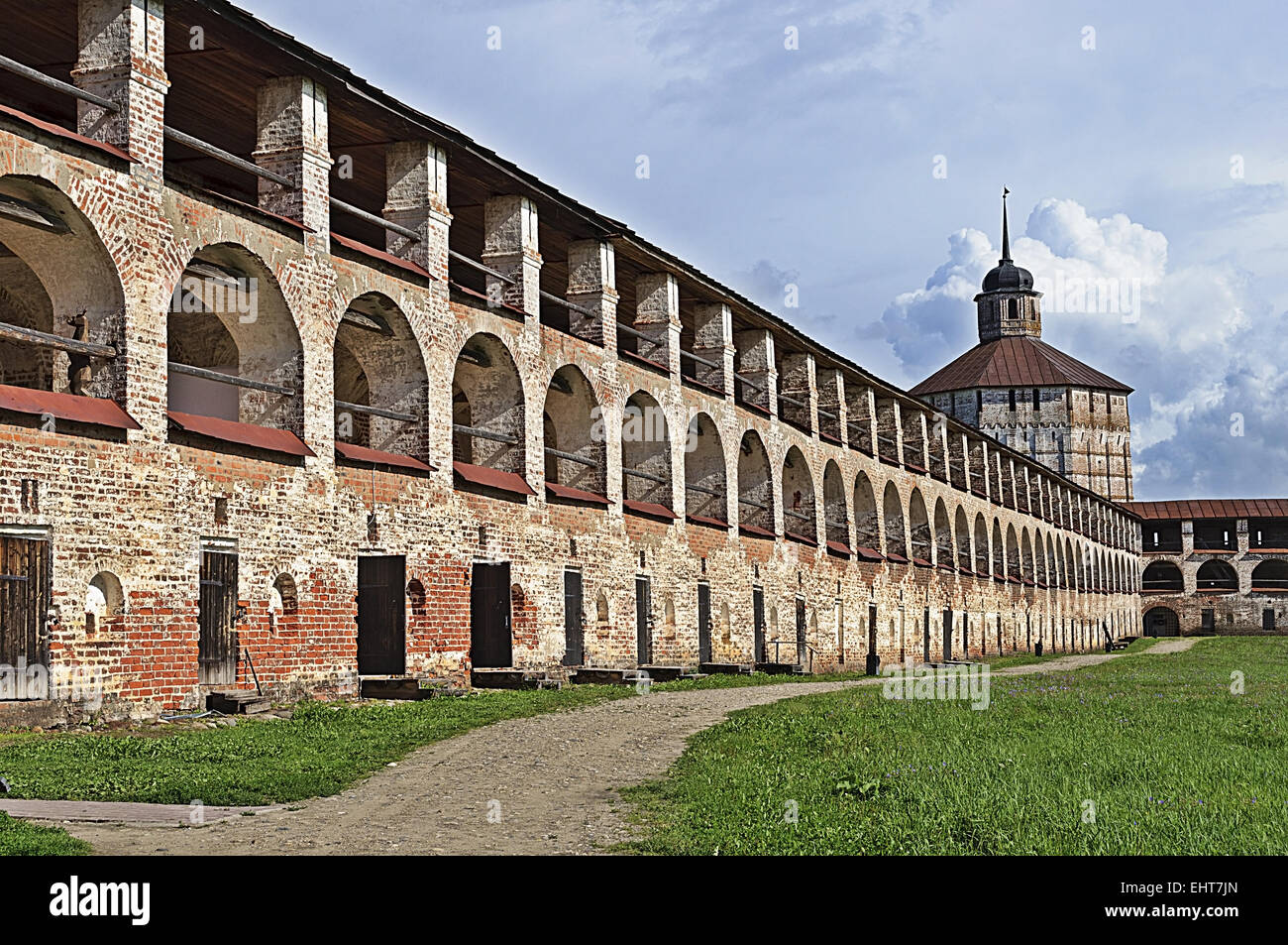 Courtyard and walls of ancient monastery Stock Photo - Alamy