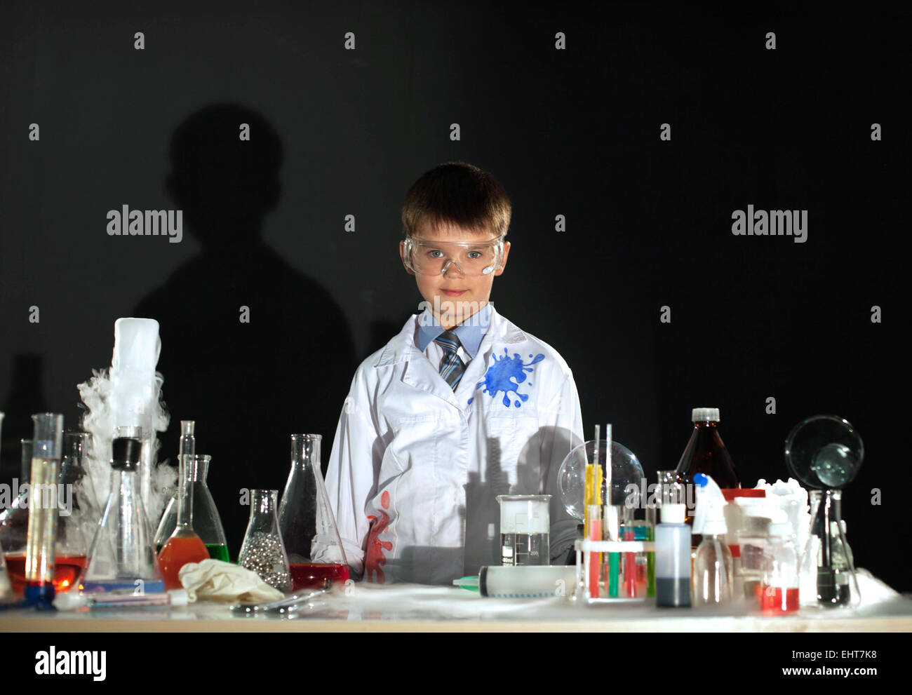Cute little boy posing as scientist in lab Stock Photo - Alamy