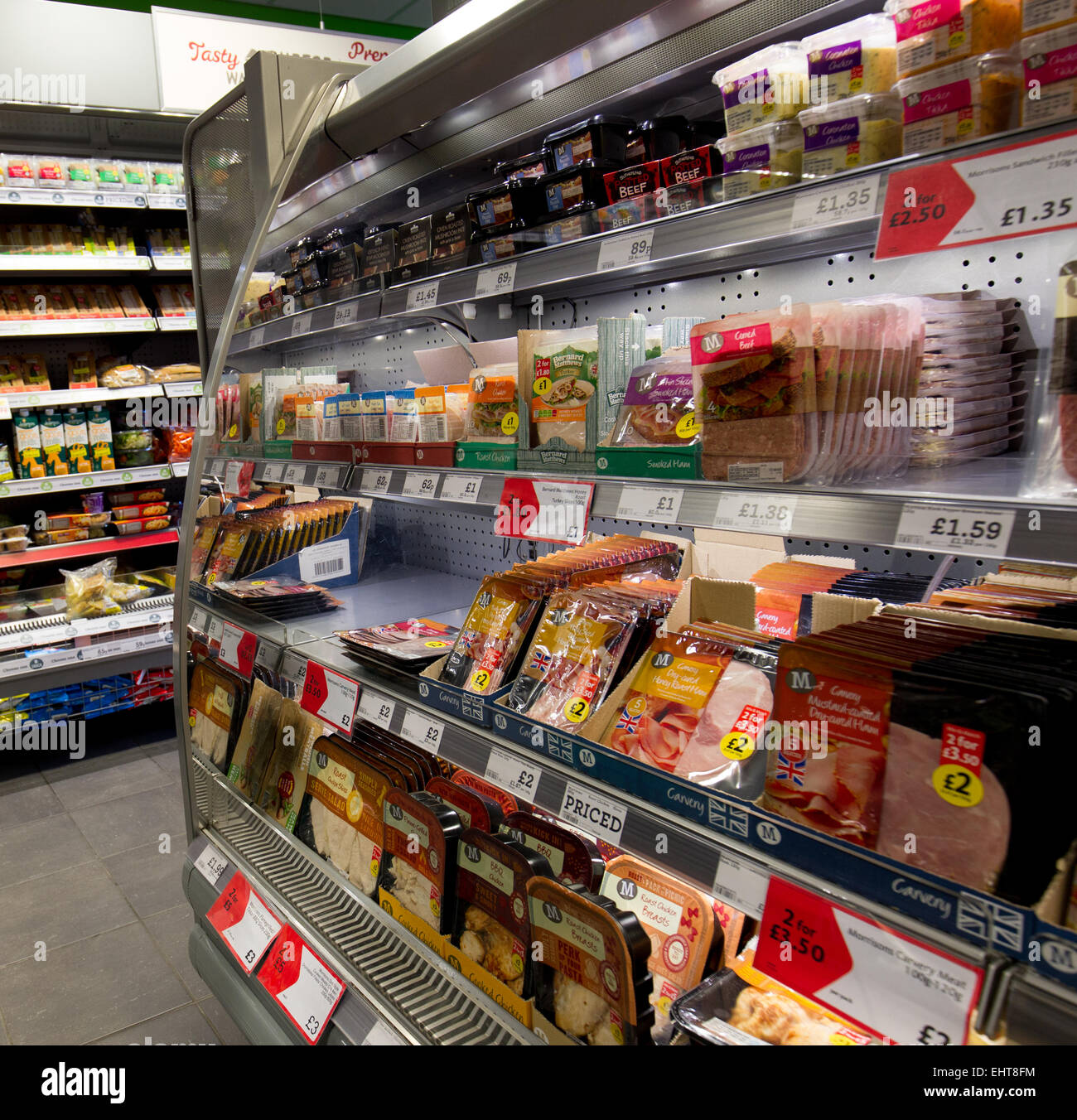 Morrisons M local store fresh food focus supermarkets Stock Photo - Alamy