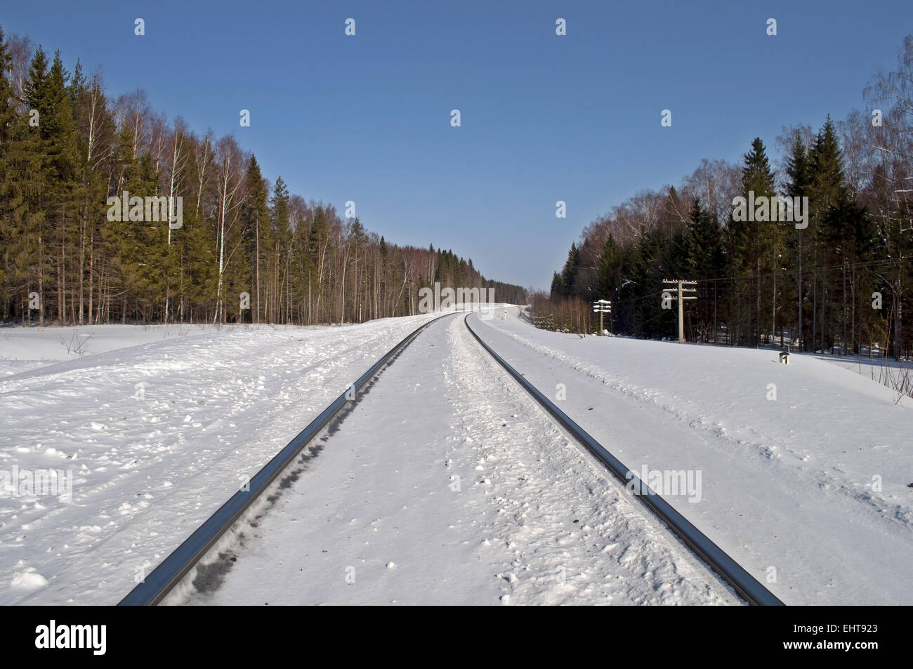 Snow-covered railway line Stock Photo - Alamy