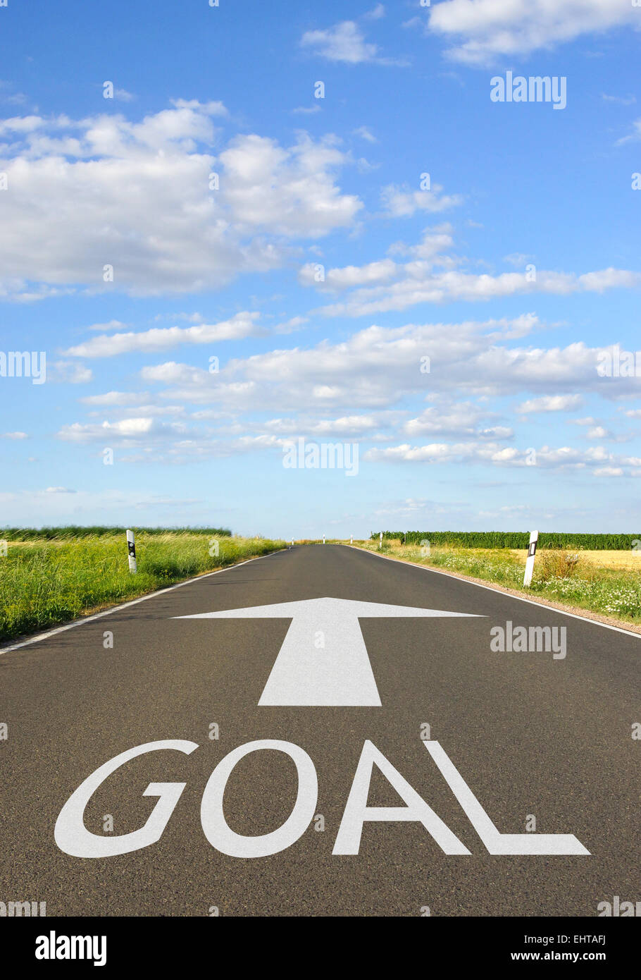 Goal with Arrow on Street Stock Photo - Alamy