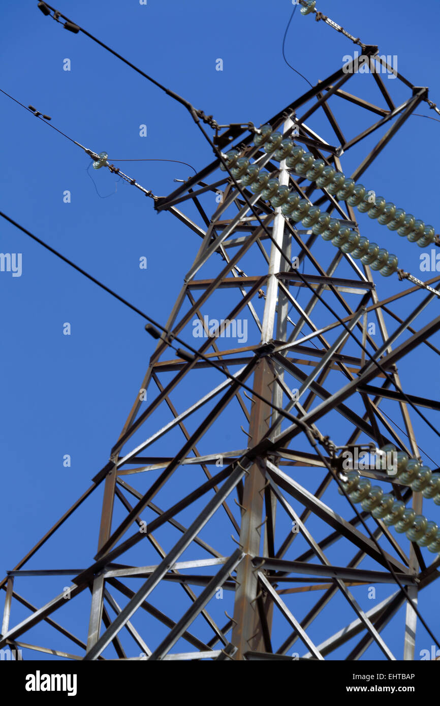 High voltage tower and cables Stock Photo - Alamy