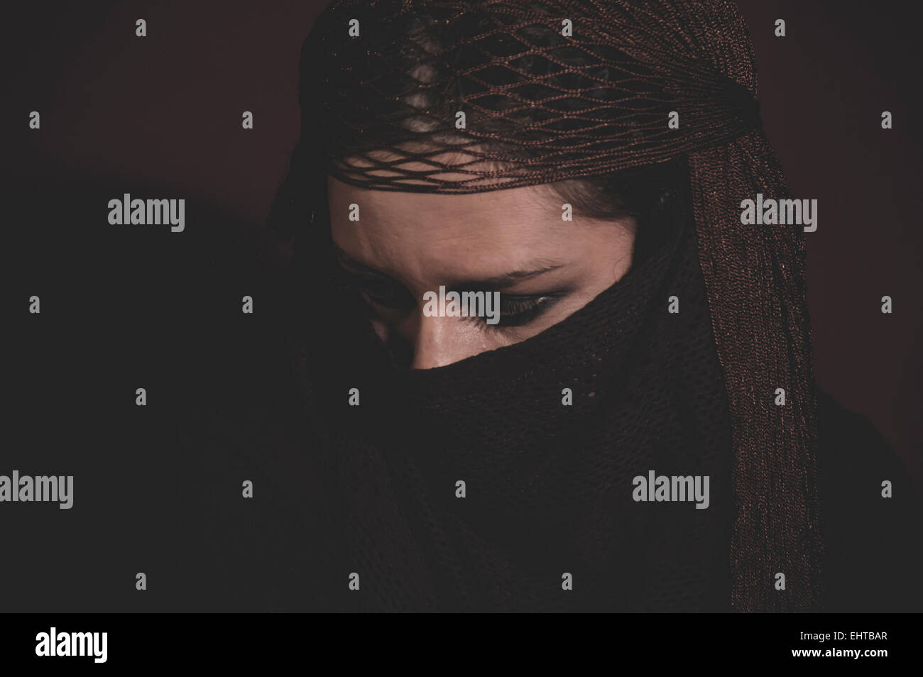 hijab, woman in traditional Islamic veil, burka, beautiful and deep ...