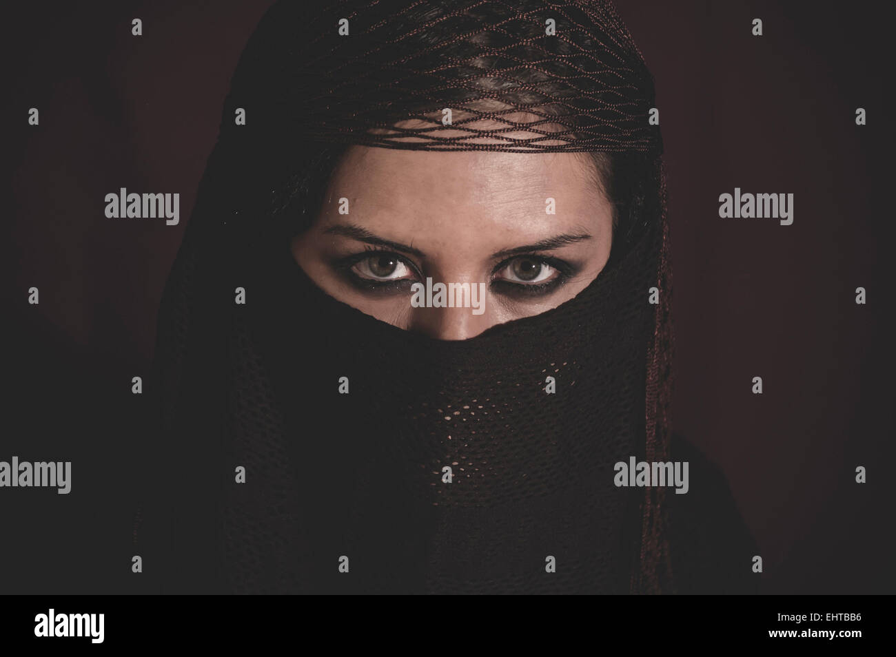 hijab, woman in traditional Islamic veil, burka, beautiful and deep ...