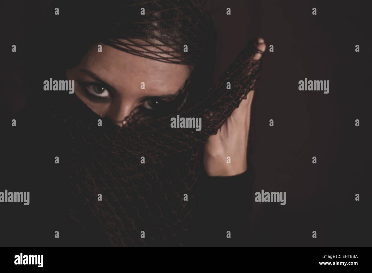 hijab, woman in traditional Islamic veil, burka, beautiful and deep ...