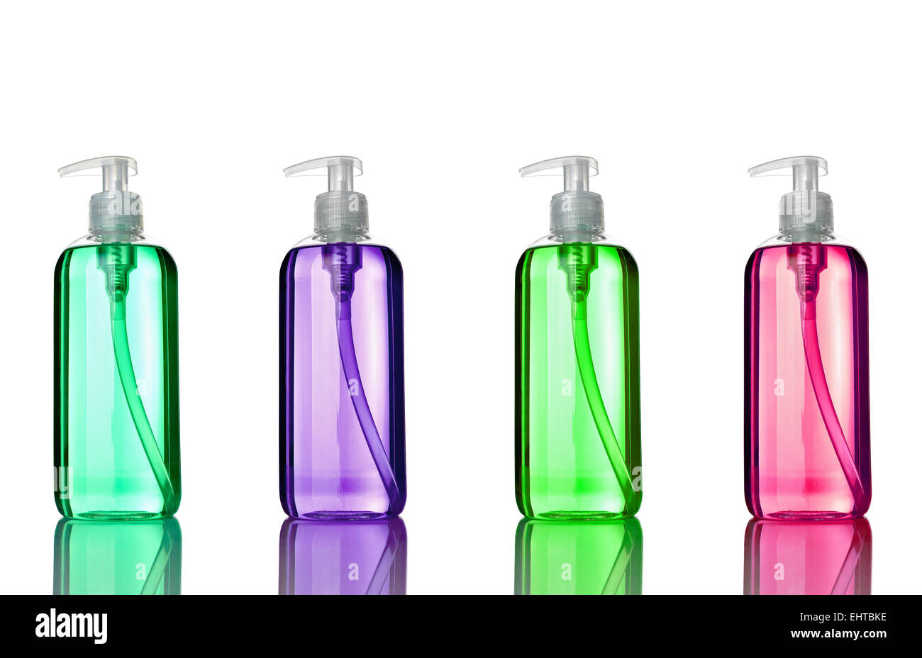 collection of various plastic soap bottle on white background. each one ...