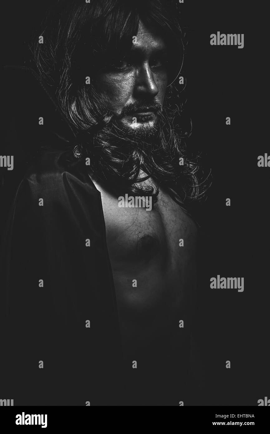 Vampire, Male model, evil, blind, fallen angel of death Stock Photo - Alamy