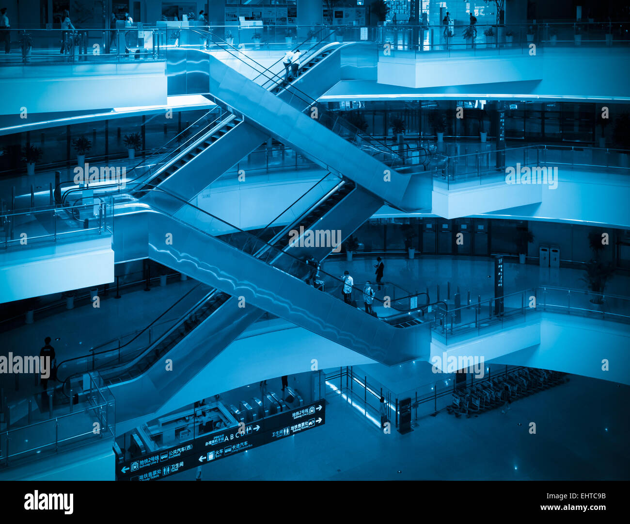 multilayer elevator in the modern transportation hub Stock Photo - Alamy