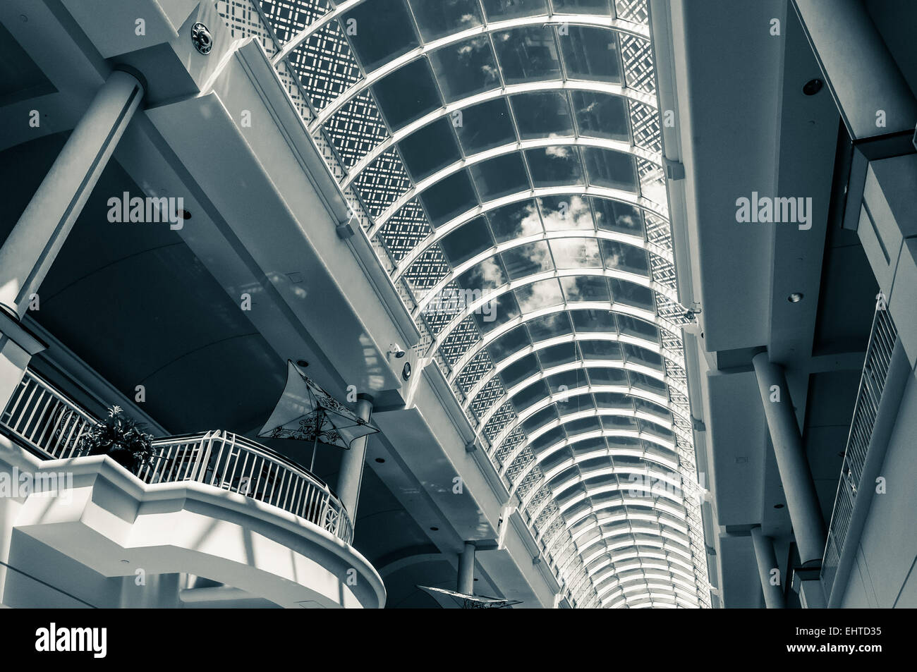 Balconies and the ceiling of Towson Town Center, Maryland Stock Photo ...