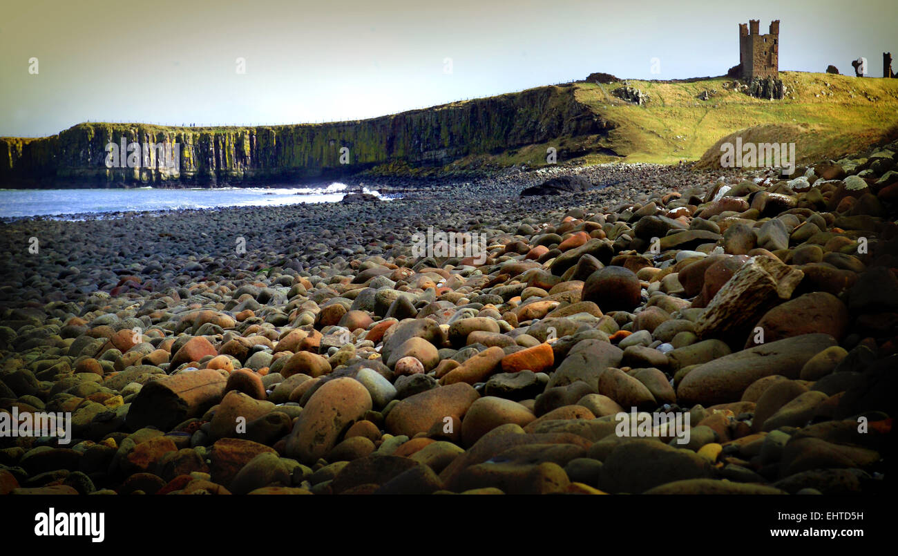 Dunstanburgh Castle from Embleton Bay, Northumberland Stock Photo - Alamy