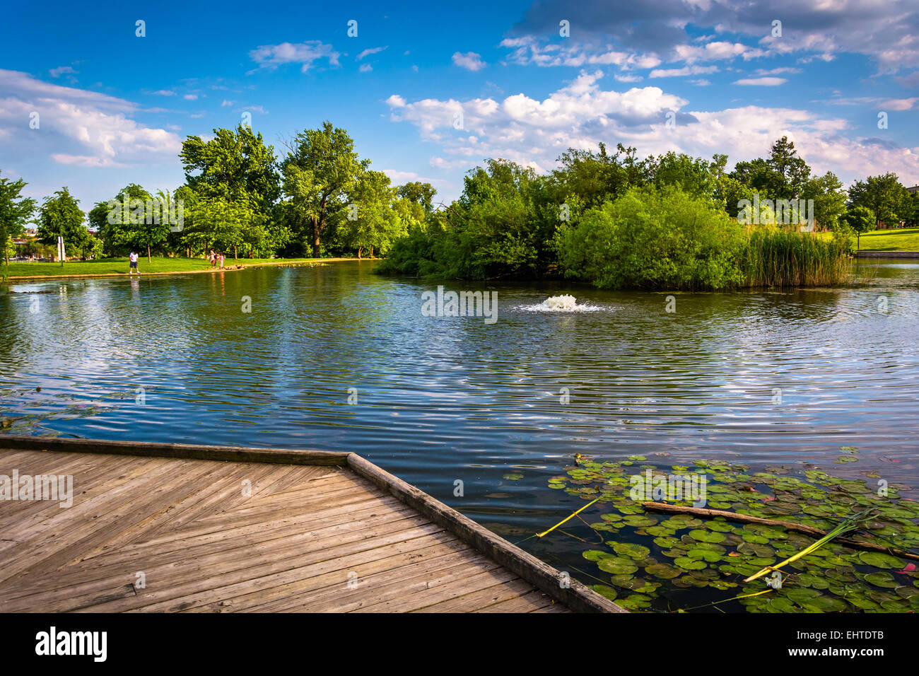 Boardwalk and pond at Patterson Park in Baltimore, Maryland Stock Photo ...