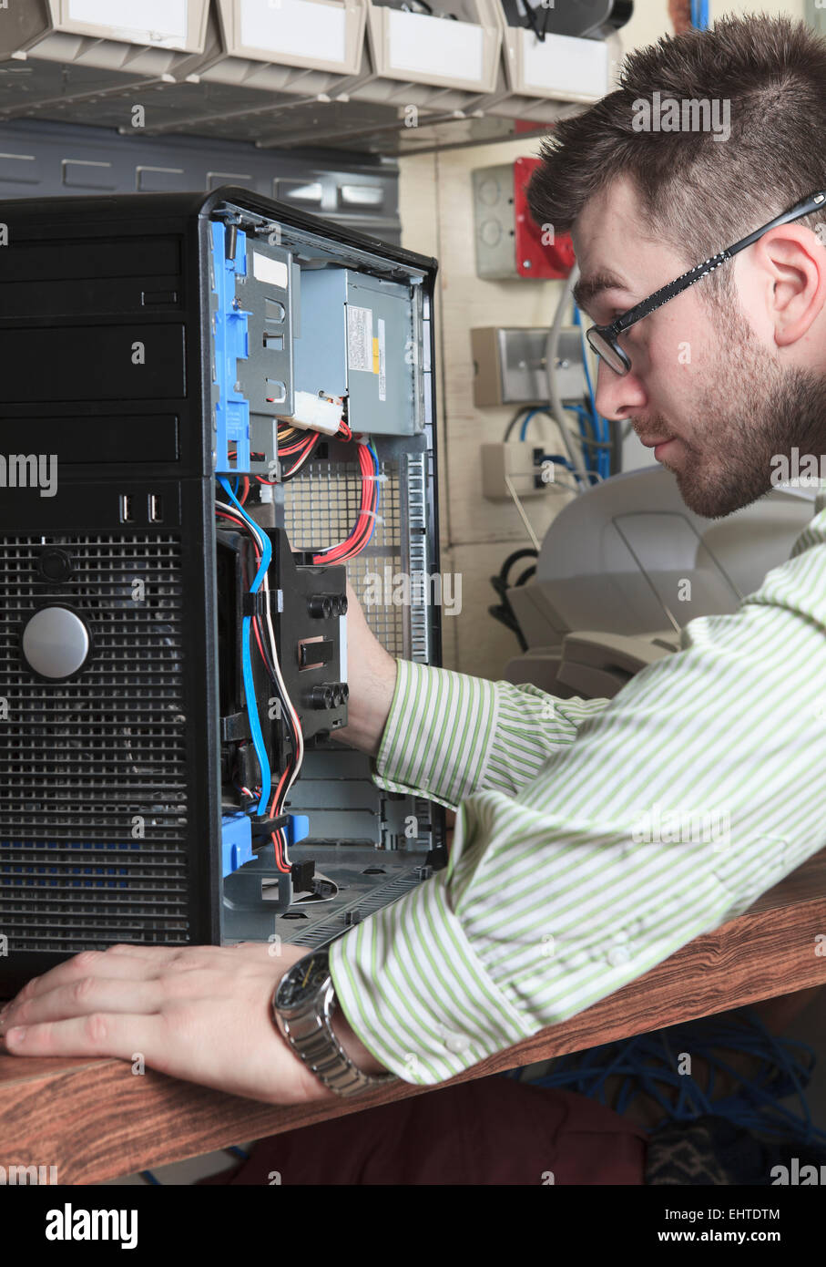 worker technician at work with computer Stock Photo - Alamy